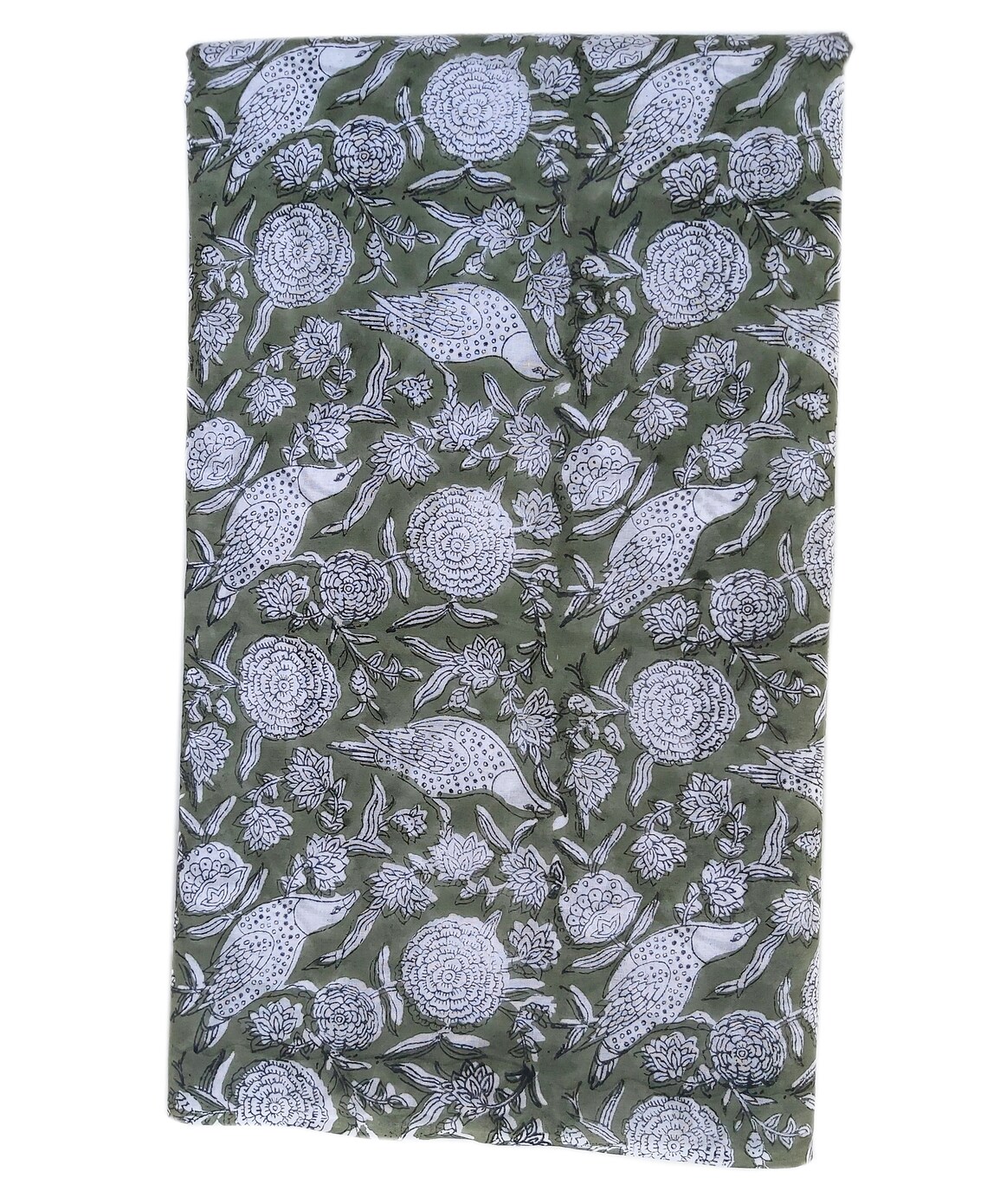 Green Bird Design Block Print Fabric Indian Cotton Fabric | Etsy