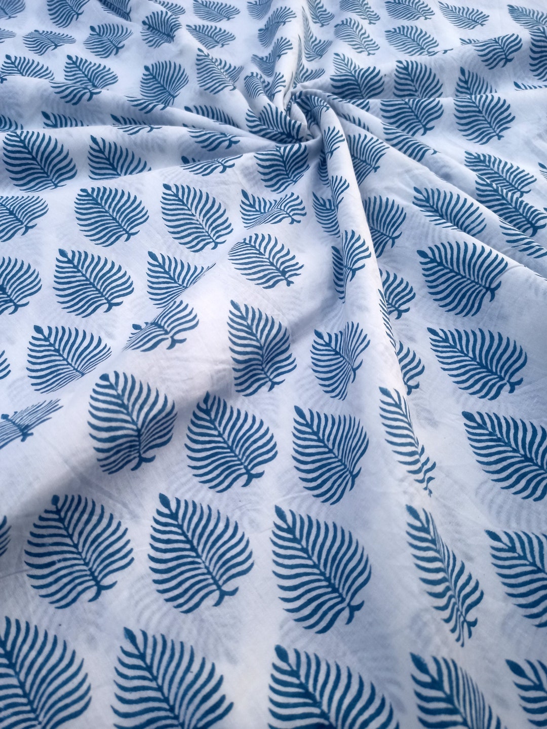Leaf Design Soft Cotton Fabric, Hand Block Printed Fabric, Indian ...
