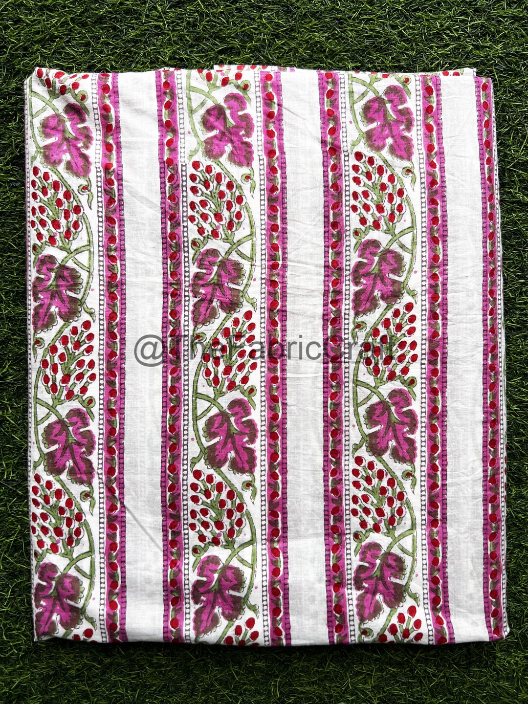 Border Print Fabric, Hand Block Print Fabric, Floral Soft Cotton Fabric ...