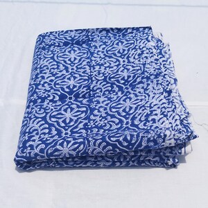 Block Print Blue Fabric, 100% Cotton Fabric, Sewing Fabric by the Yard ...