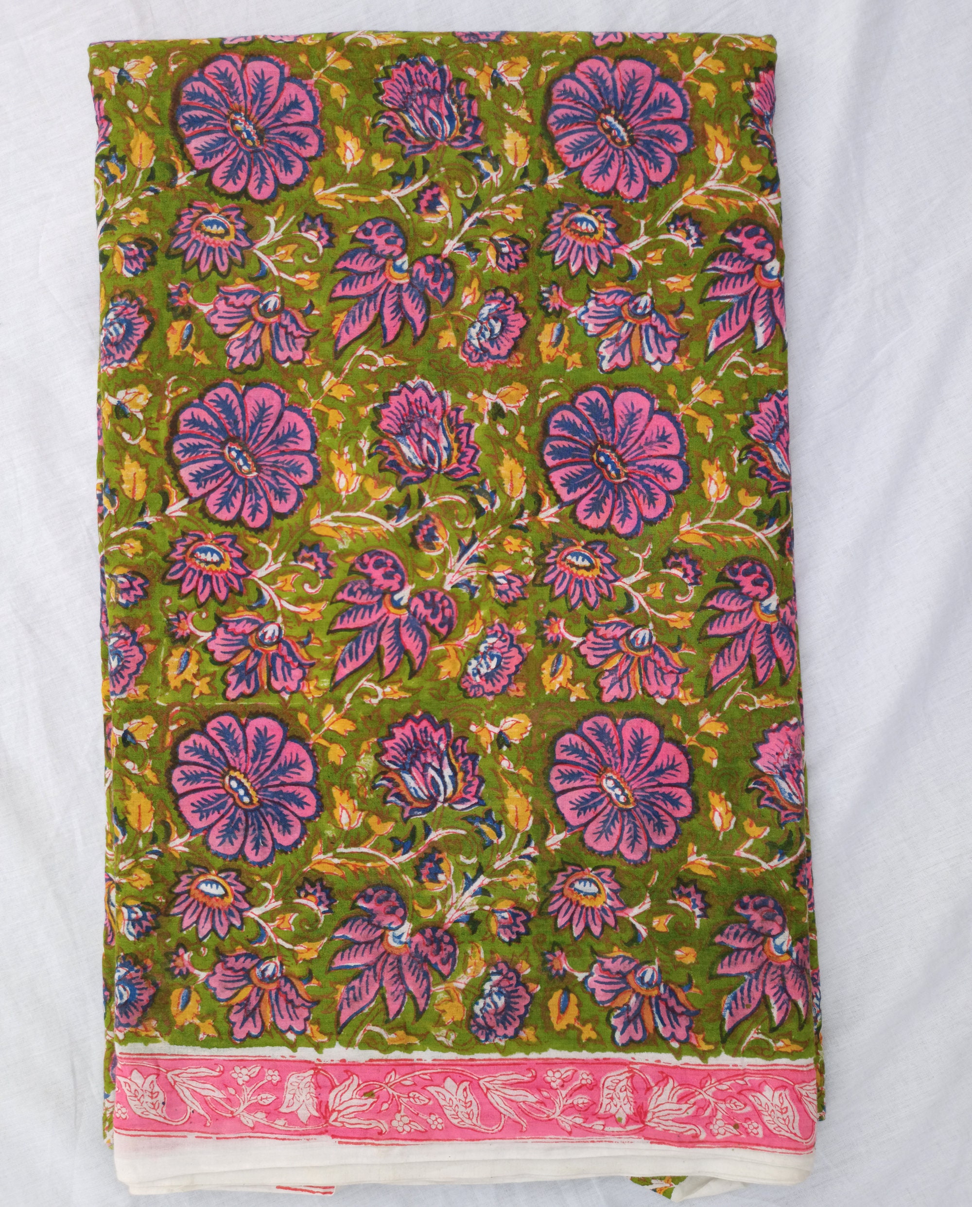 New Border Design Fabric by the Yard Indian Block Print - Etsy