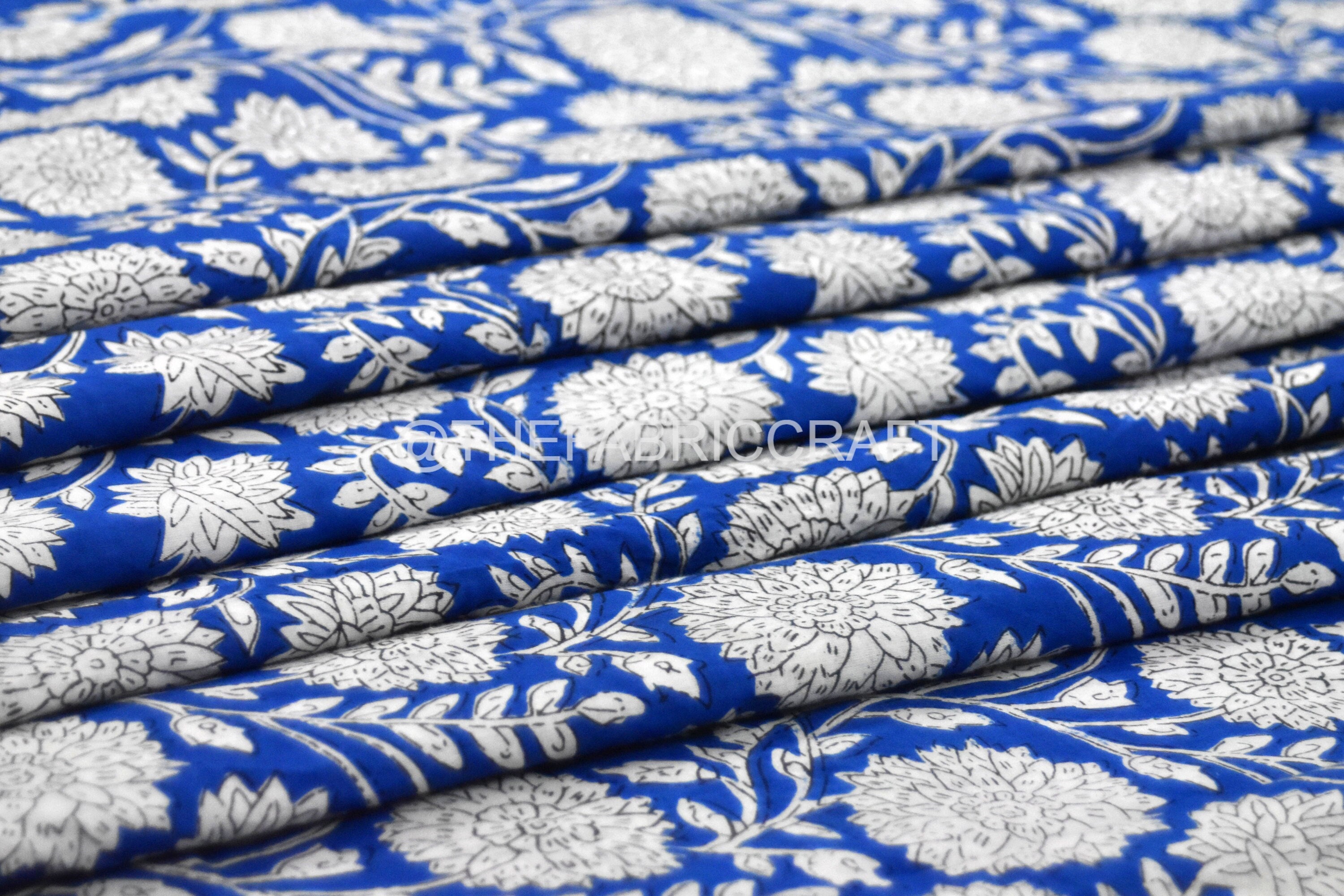 Hand Block Print Cotton Fabric: Floral Sewing Material - Etsy
