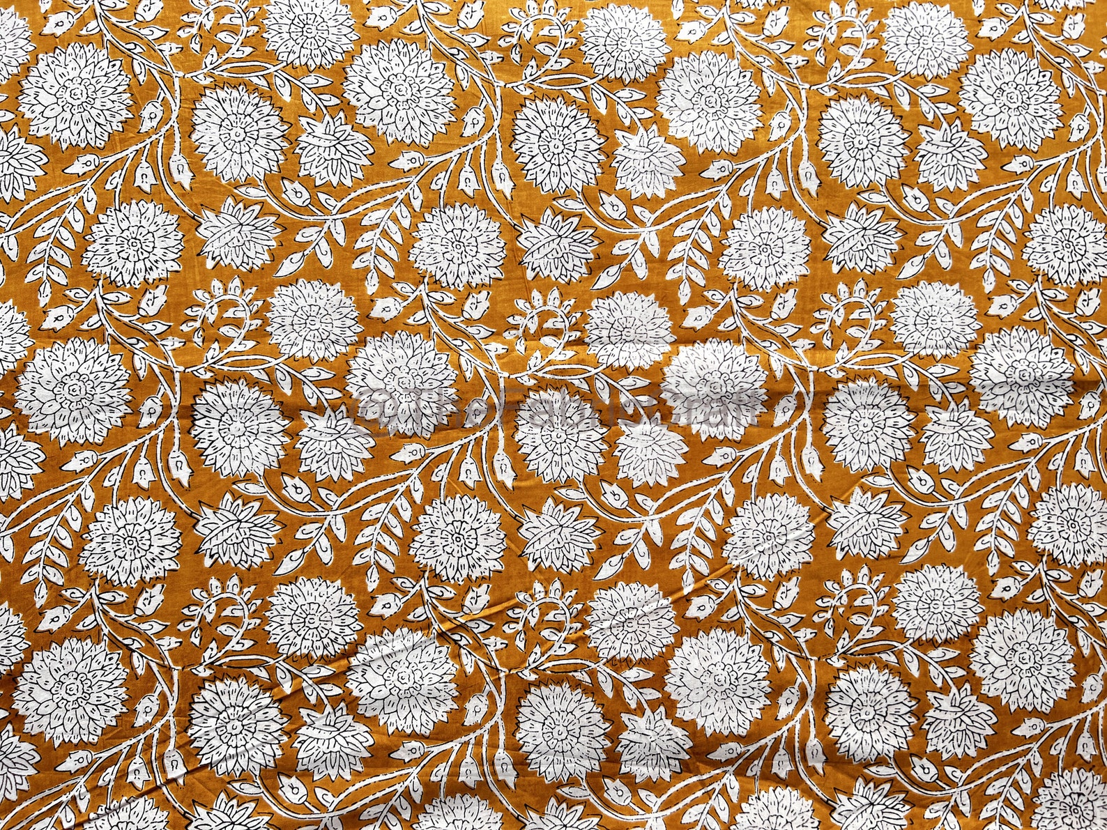 Indian Hand Block Printed Cotton Fabric by the Yard, Floral Print ...