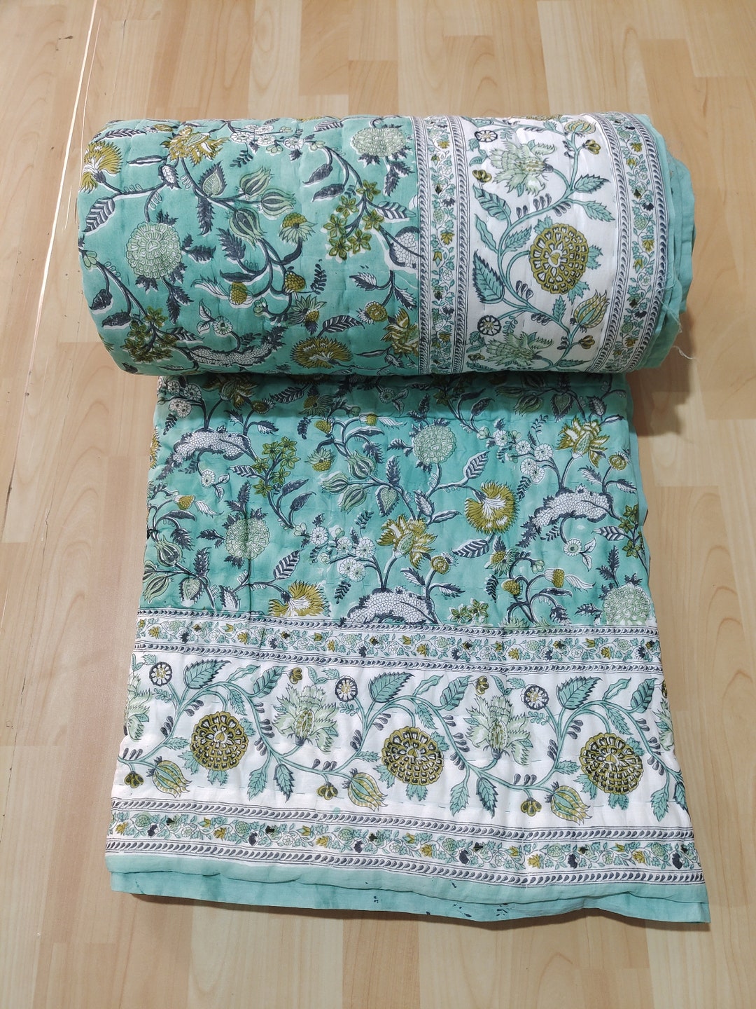 Indian Hand Block Print Quilt, Soft Cotton Quilt, Handmade Quilt ...