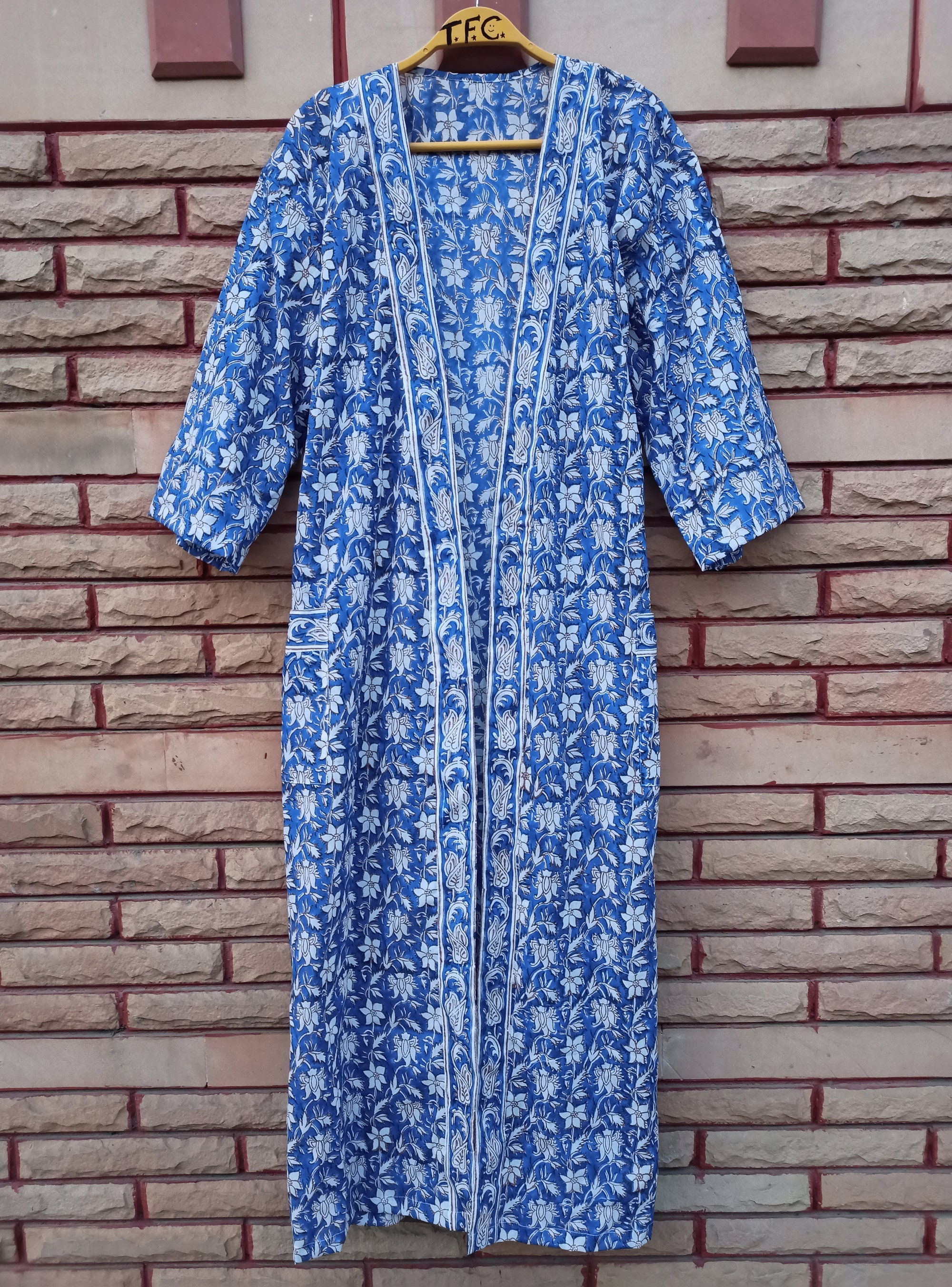 Floral Print Block Print Cotton Kimono Robes Japanese Kimono - Etsy