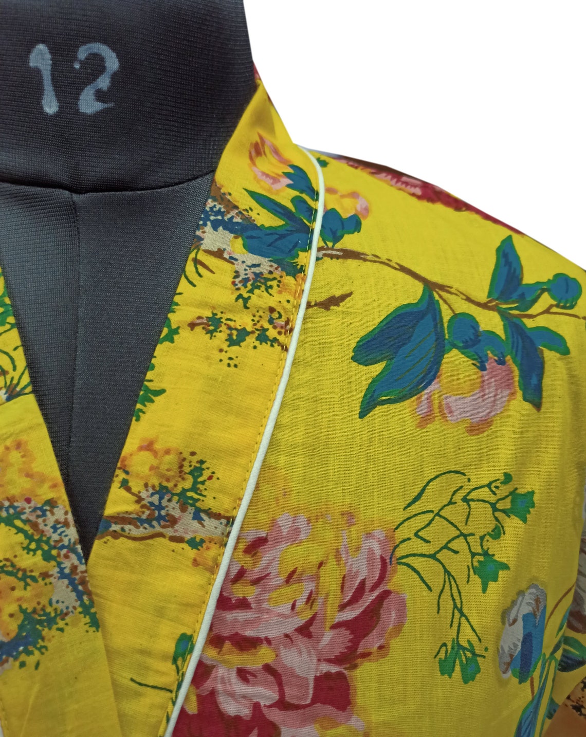 Yellow Floral Print Cotton Kimono Robe Floral Print Robe for - Etsy