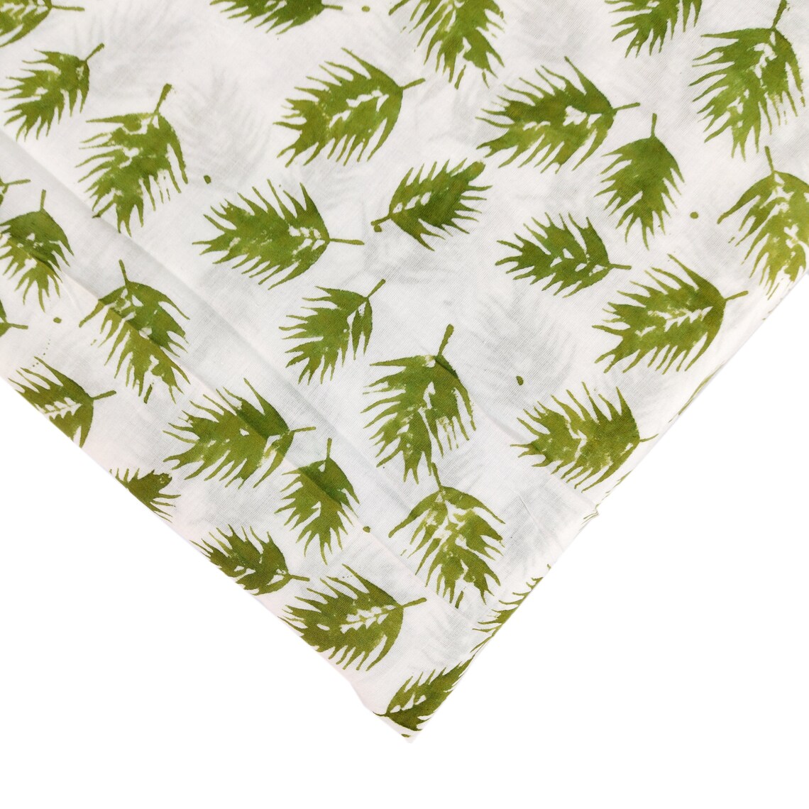 Green Leaf Print Block Print Fabric Cotton Fabric Indian - Etsy