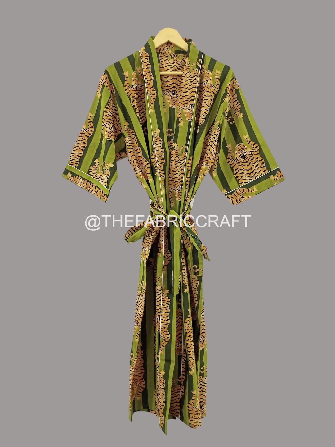 Tiger Print Kimono Robe, Unisex Robe, Indian Kimono, Cotton Kimono ...