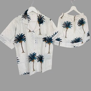 Palm Tree Print Cotton Pajama Shorts: Indian Loungewear Night Suit - Etsy