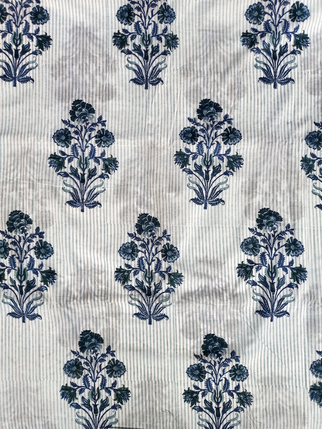 Mughal Floral Cotton Fabric: Hand Block Print Dressmaking Material - Etsy