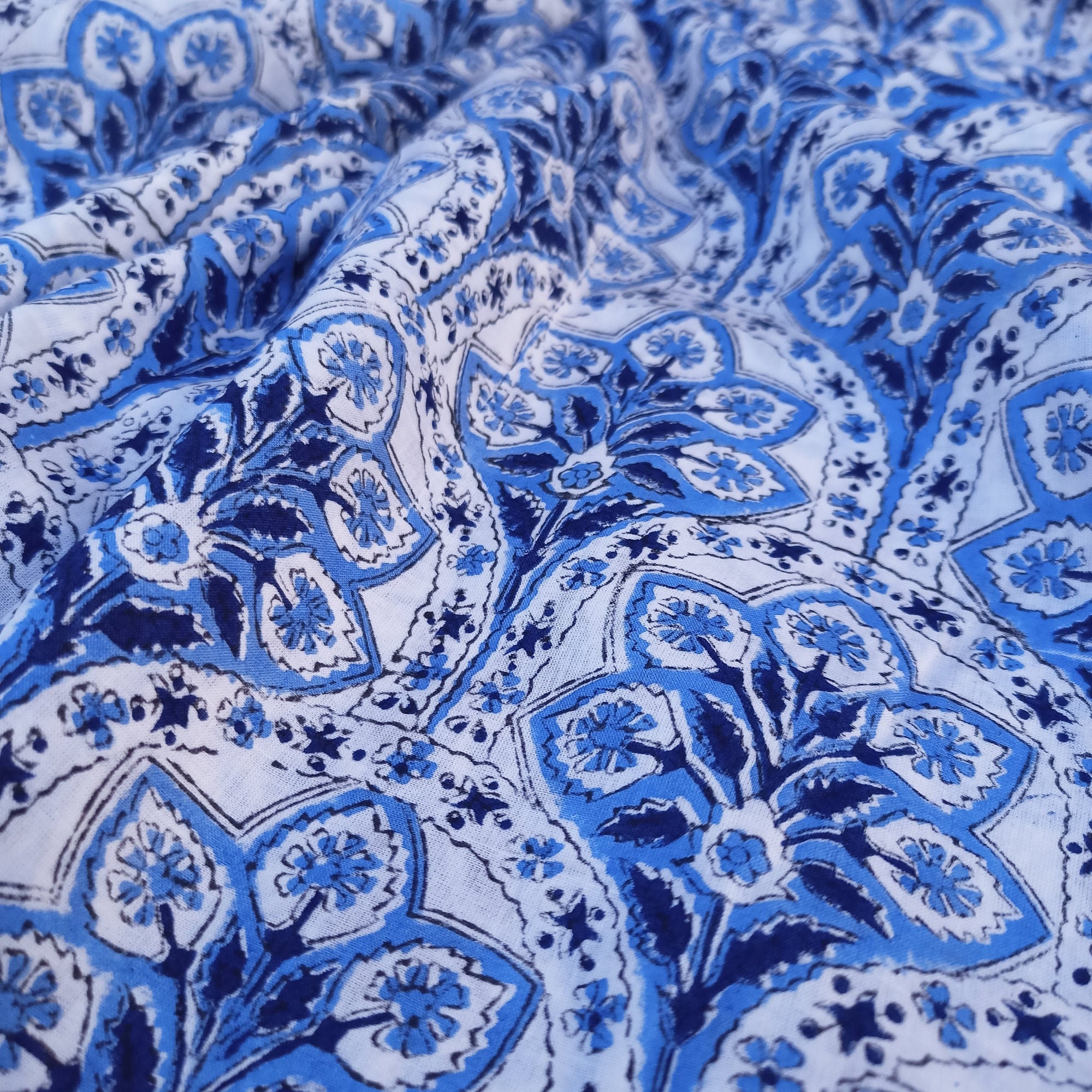 Beautiful Floral Print Fabric Block Print Fabric Cotton - Etsy