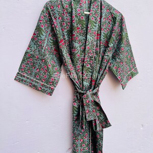 Block Print Cotton Kimono Robes for Women Indian Dressing Gown Unisex ...