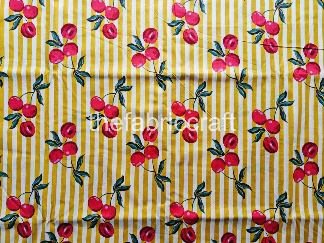 Indian Cherry Print Cotton Fabric: Boho Quilting Fabric by the Yard - Etsy