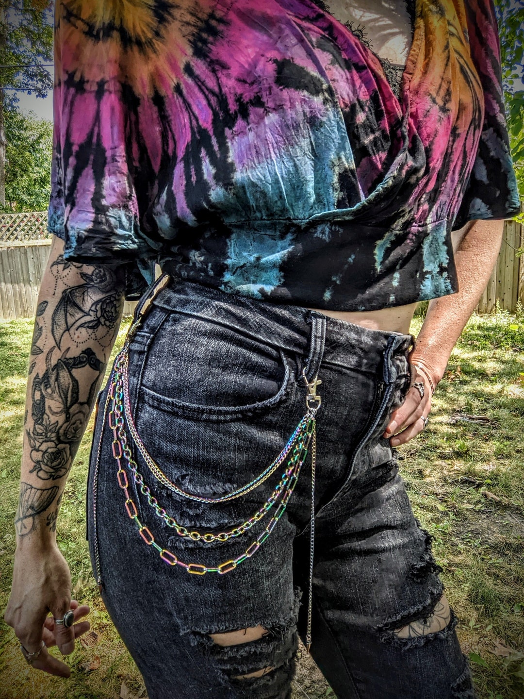 Hip Drip Chain - Midnight Aura (rainbow) - Etsy