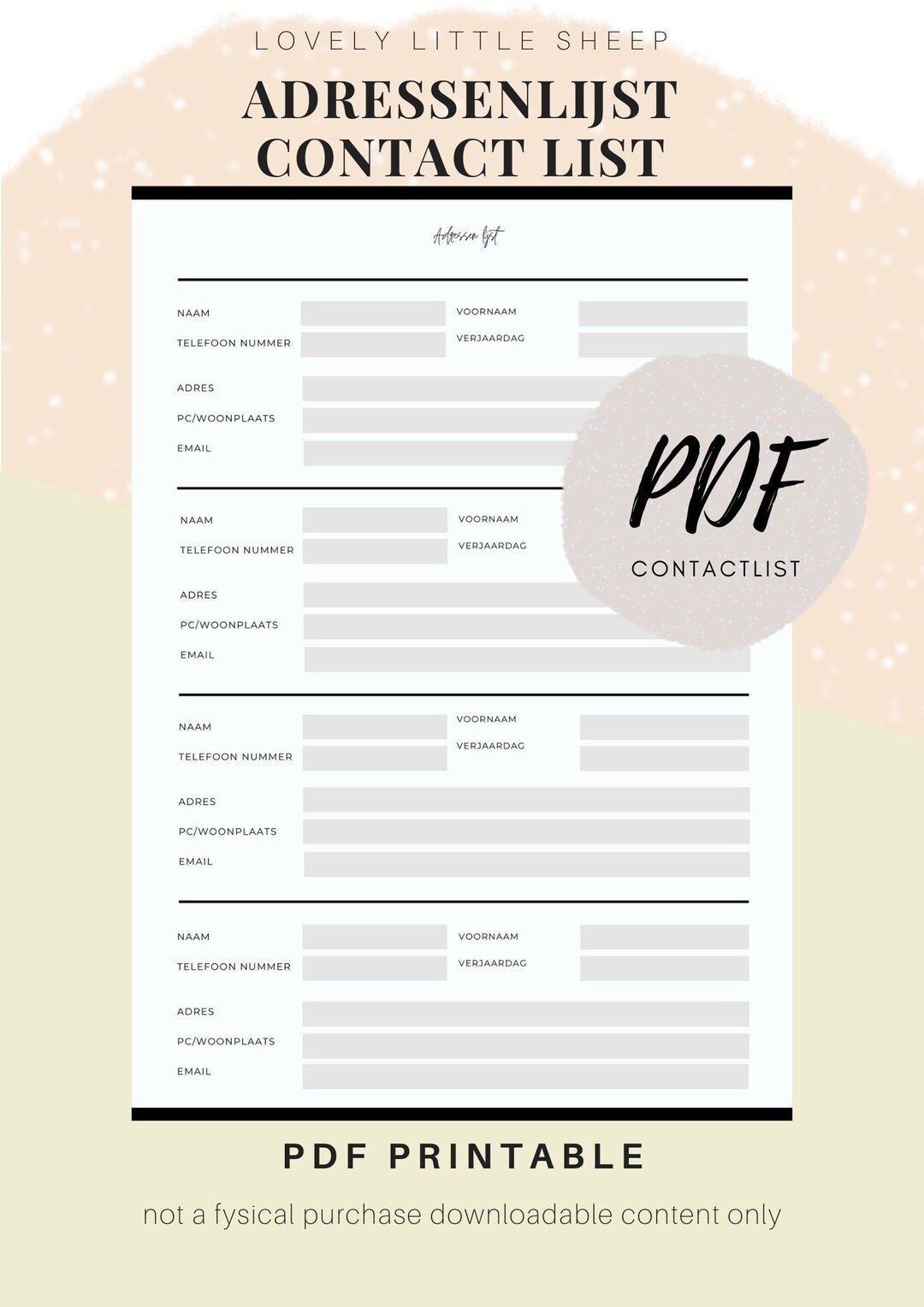 Digital Contacts, Planner, PDF, Print Home Planner, Address Log ...