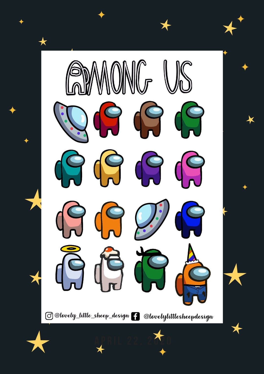 Among Us, Game, Stickers, Space, Gaming Set, Galaxy, Imposter, Crew ...