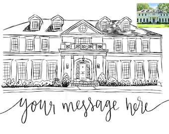Custom Sorority or Fraternity House Digital Illustration | 4x6 Print ...