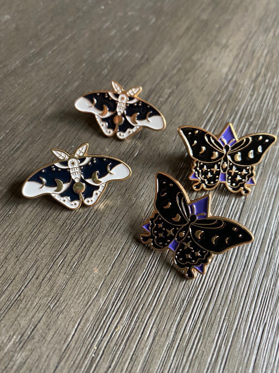 Lunar Moth Pin, Butterfly Enamel Pin, Gothic Pin, Halloween Pin, Witch ...