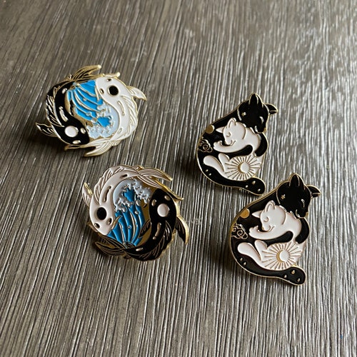 Night & Day Yin Yang Enamel Pin Set - Etsy