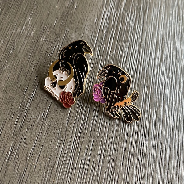 Crow Skull Pin - Etsy