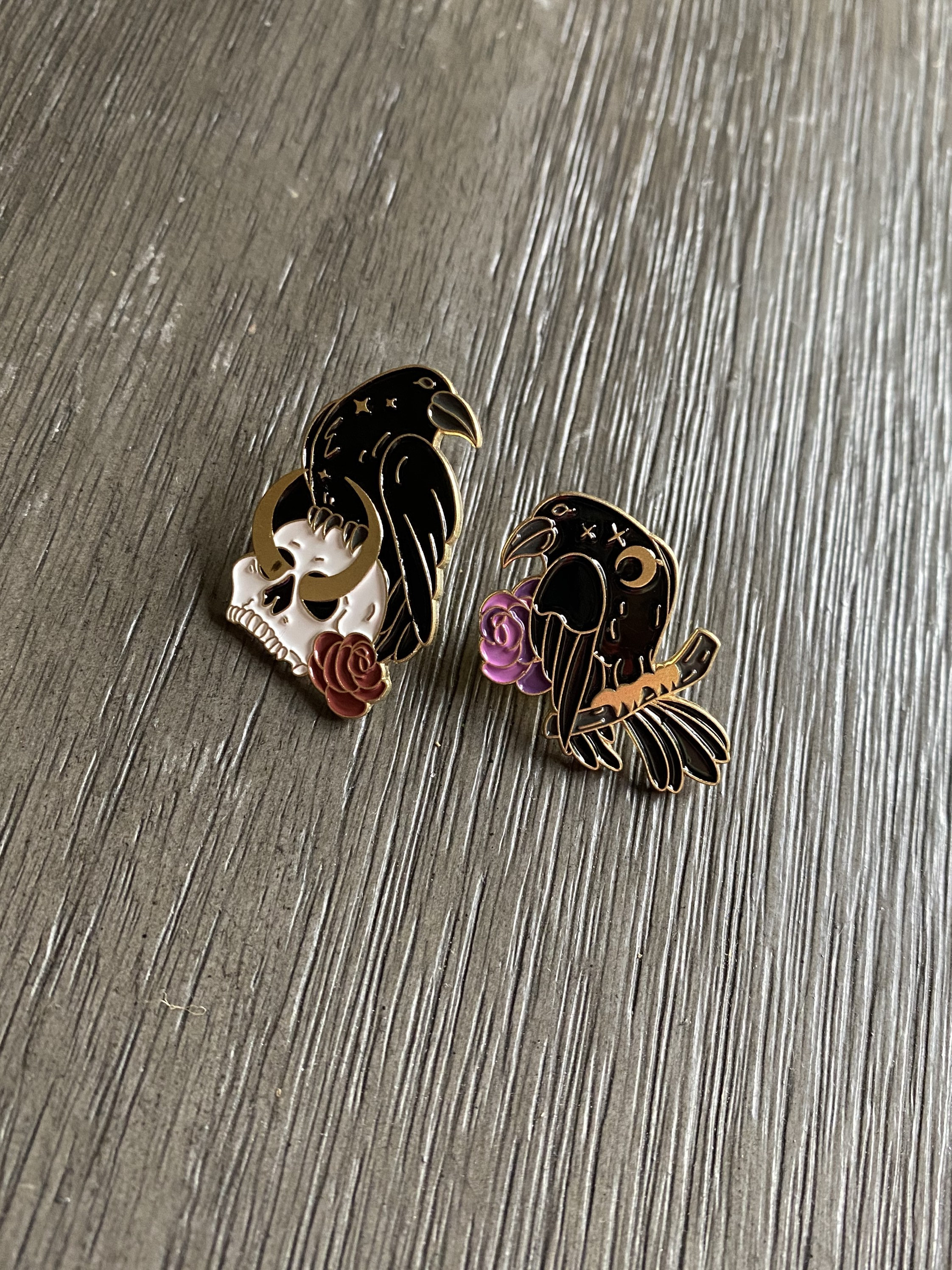 Crow Enamel Pin Crow Skull Pin Witch Pin Gothic Pin - Etsy