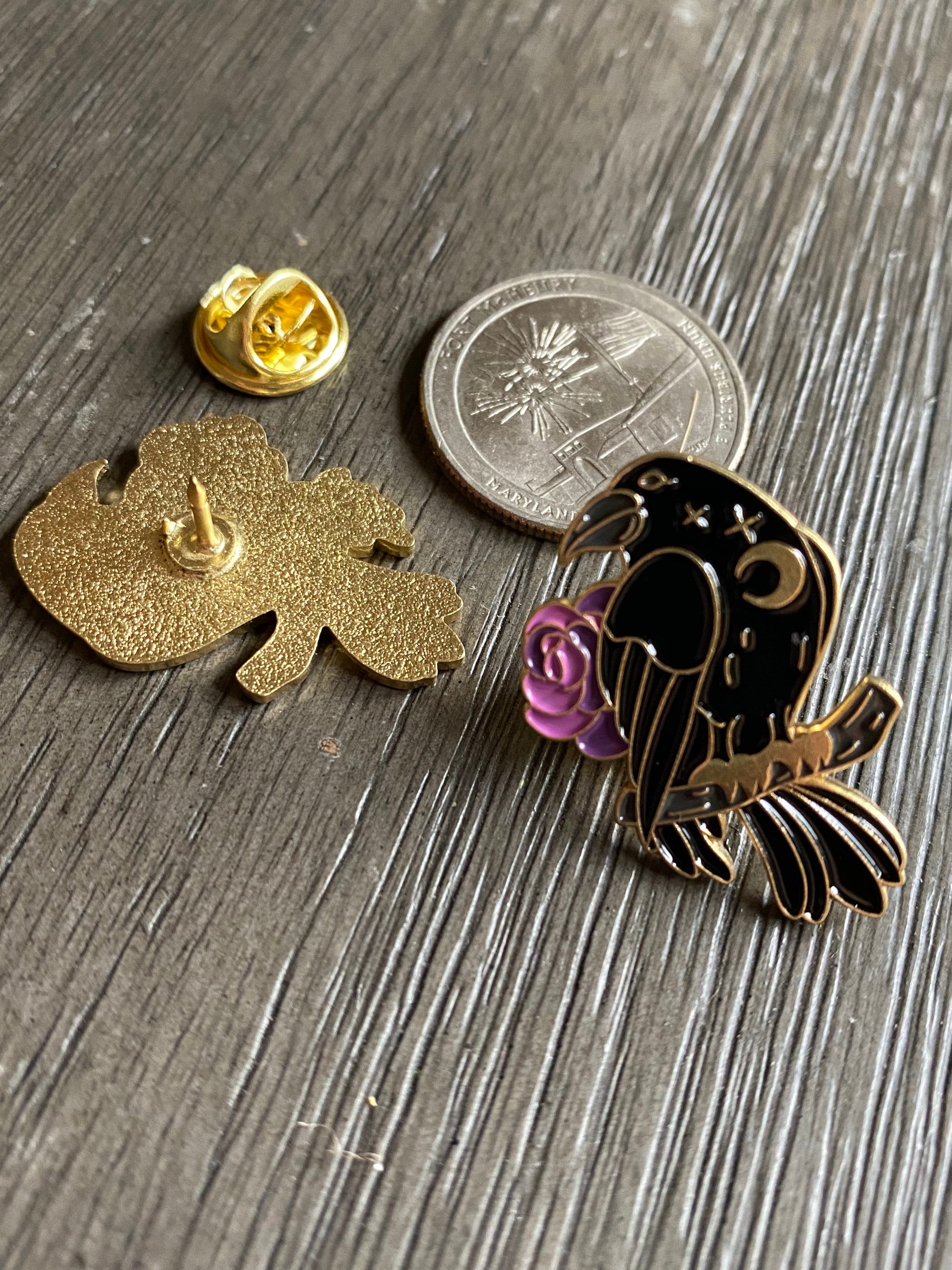 Crow Enamel Pin Crow Skull Pin Witch Pin Gothic Pin - Etsy