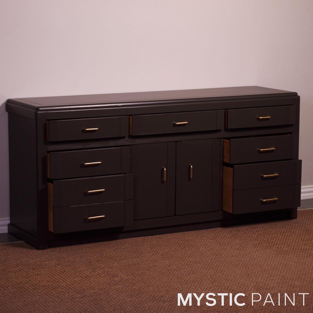 Avalible Modern Refinished Sideboard • Wood Buffet Cabinet • Gold