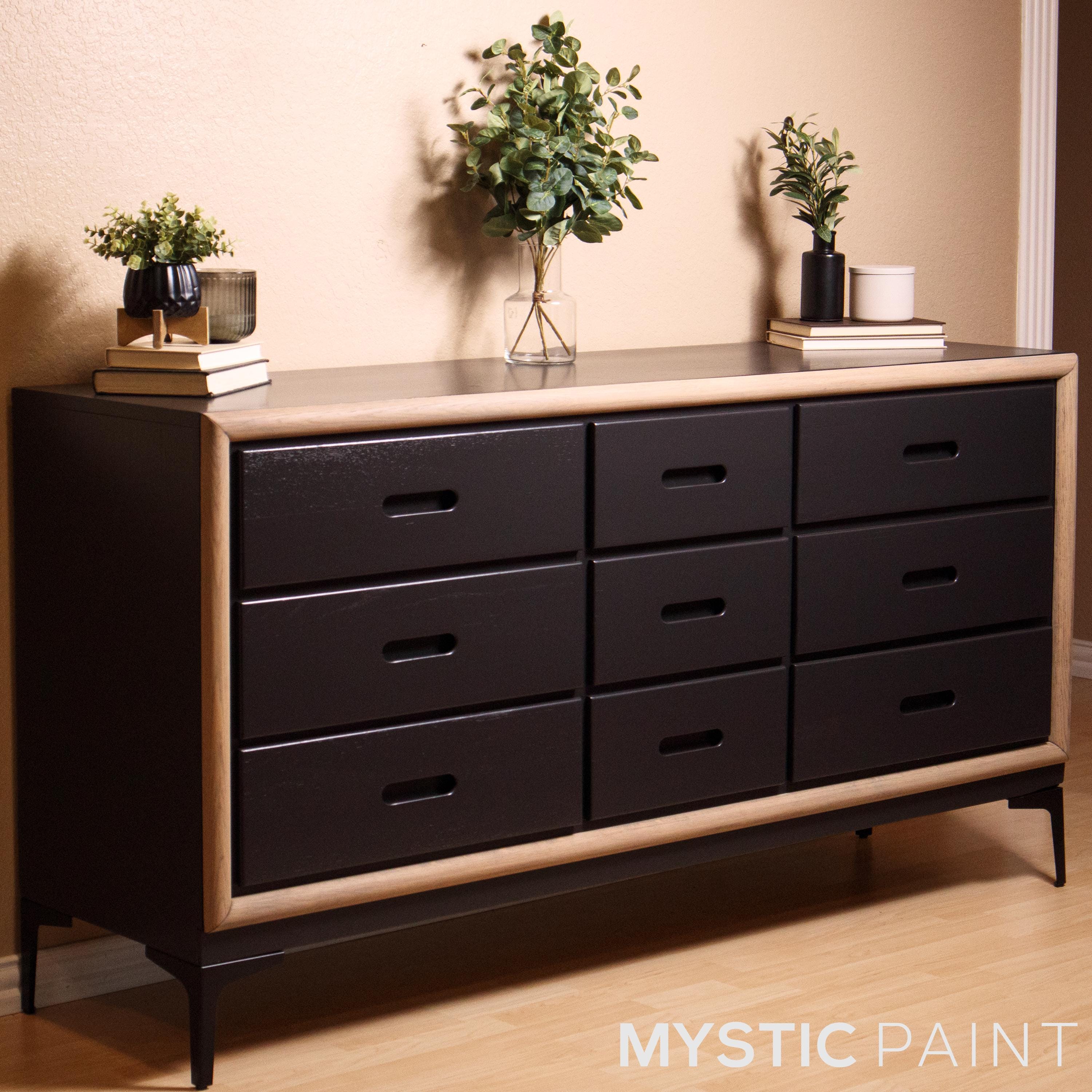 SOLD** Two Tone Black Mid-century Modern Dresser, Boho Inspired, 9 ...