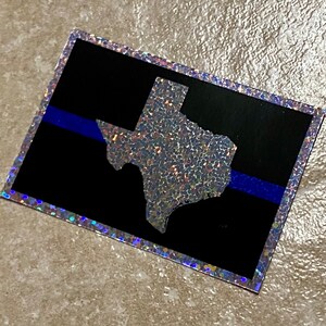 Texas Thin Blue Line Glitter Flag Sticker - Etsy