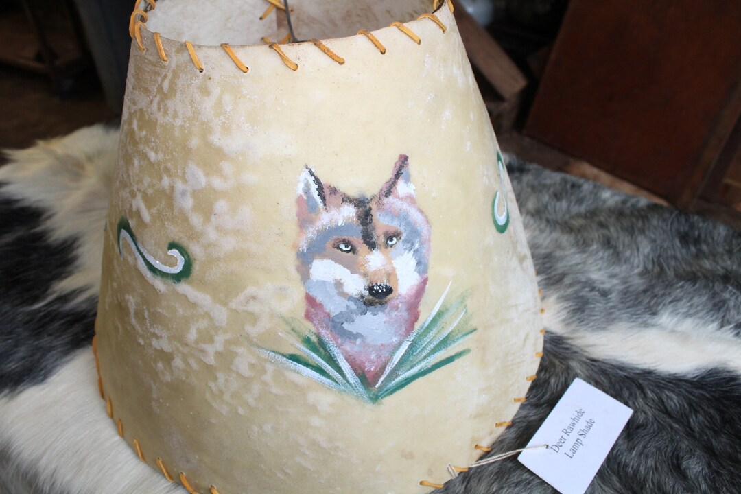 Hand Painted Wolf on Deer Rawhide Shade - Etsy