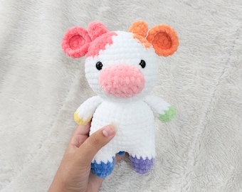 Crochet Rainbow Cow Stuffed Animal Amigurumi Rainbow Yarn Cow - Etsy
