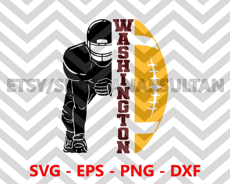 Washington Bundle Distressed Football Half Player Svg - Etsy