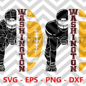 Washington Bundle Distressed Football Half Player Svg | Etsy