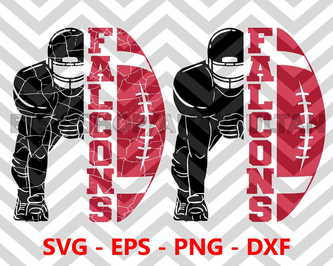 Falcons Bundle Distressed Football Half Player Svg, Falcons Team Svg ...