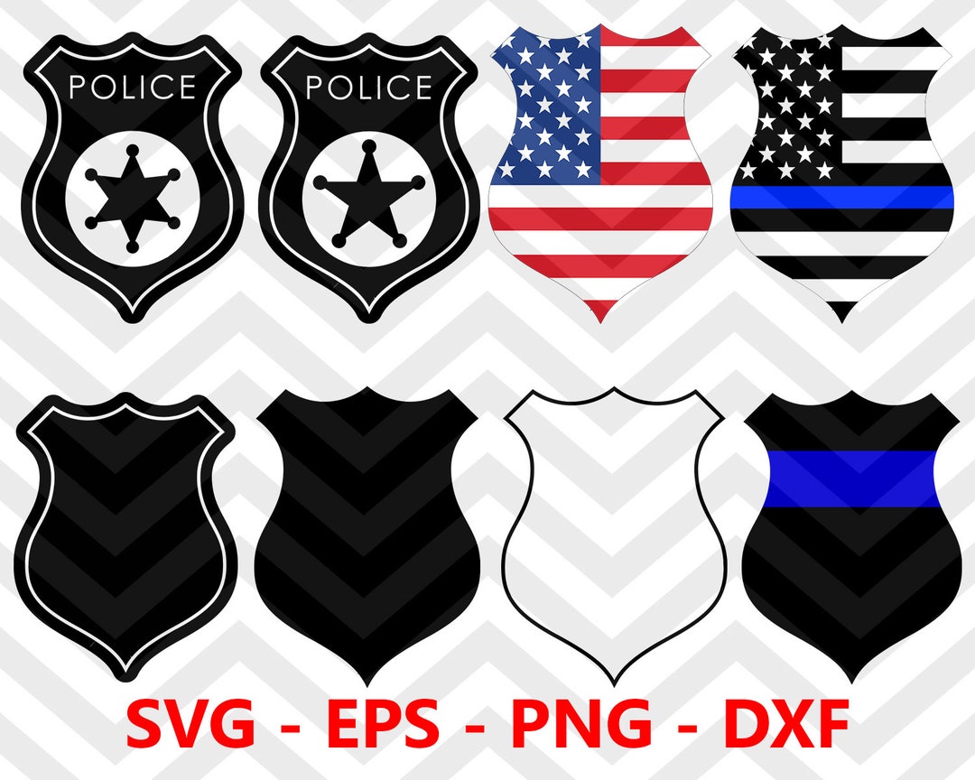 Police Badge Outline Bundle SVG, Police Badge Svg Silhouette Cut Files ...
