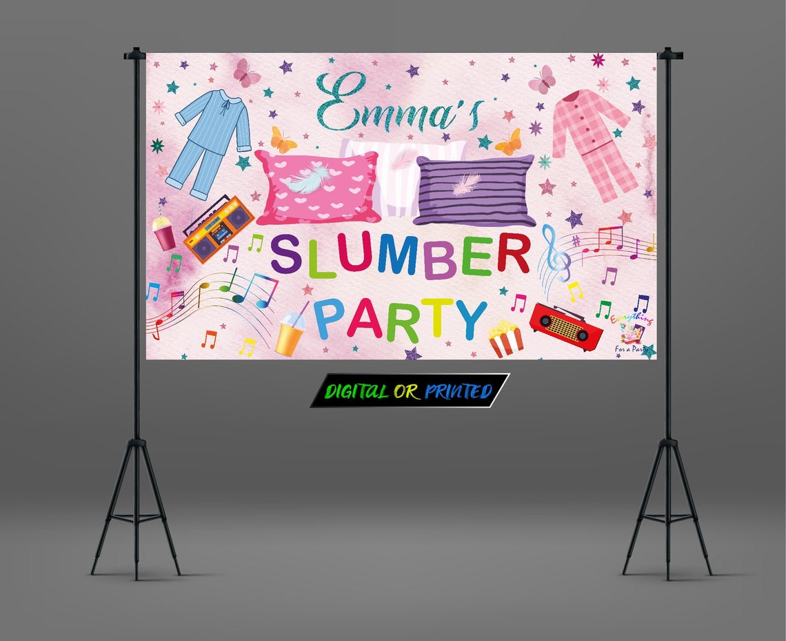 Personalize Slumber Party Backdrop Custom Pajama Party | Etsy