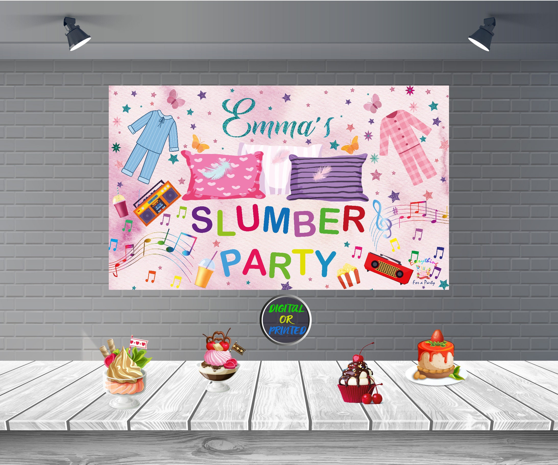 Personalize Slumber Party Backdrop Custom Pajama Party | Etsy