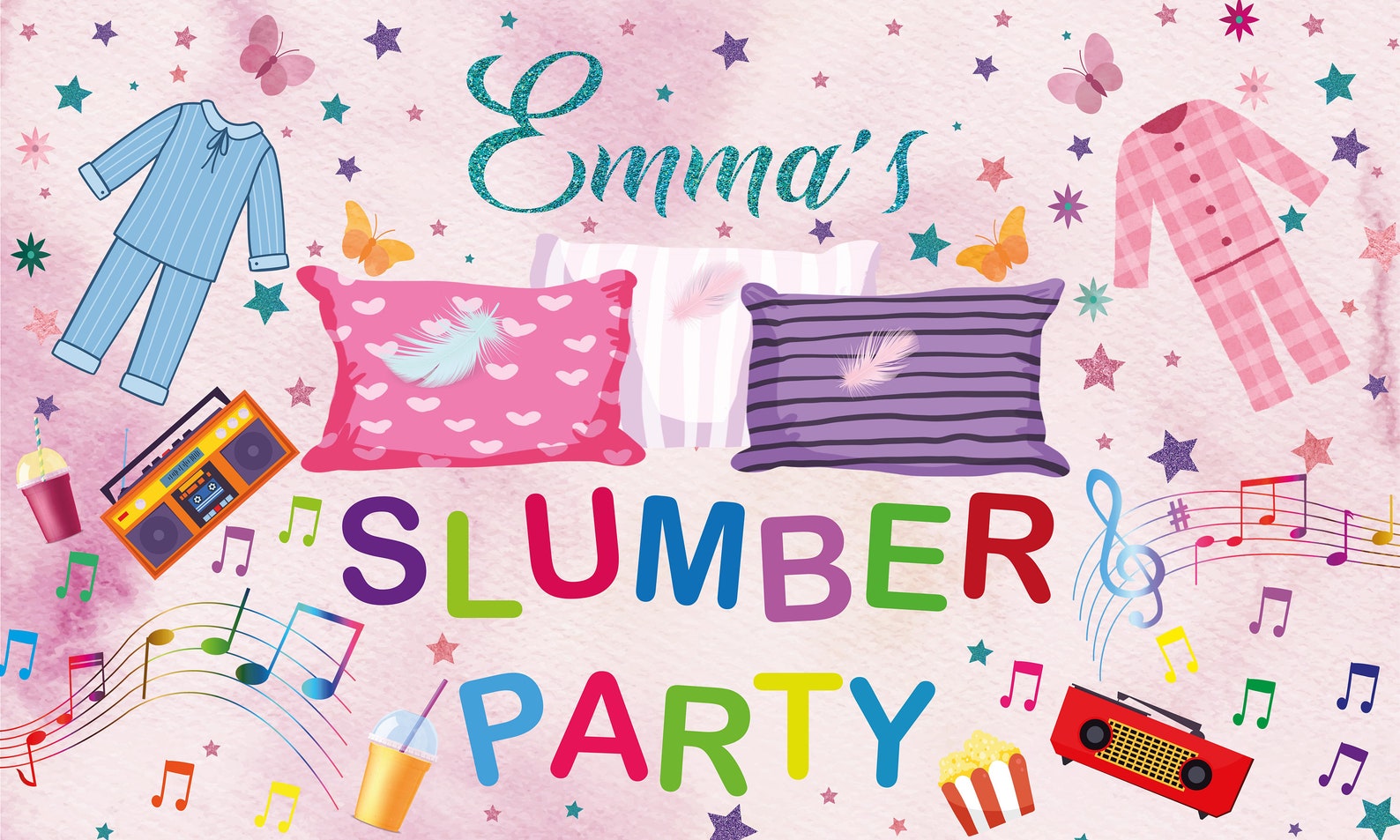 Personalize Slumber Party Backdrop Custom Pajama Party | Etsy