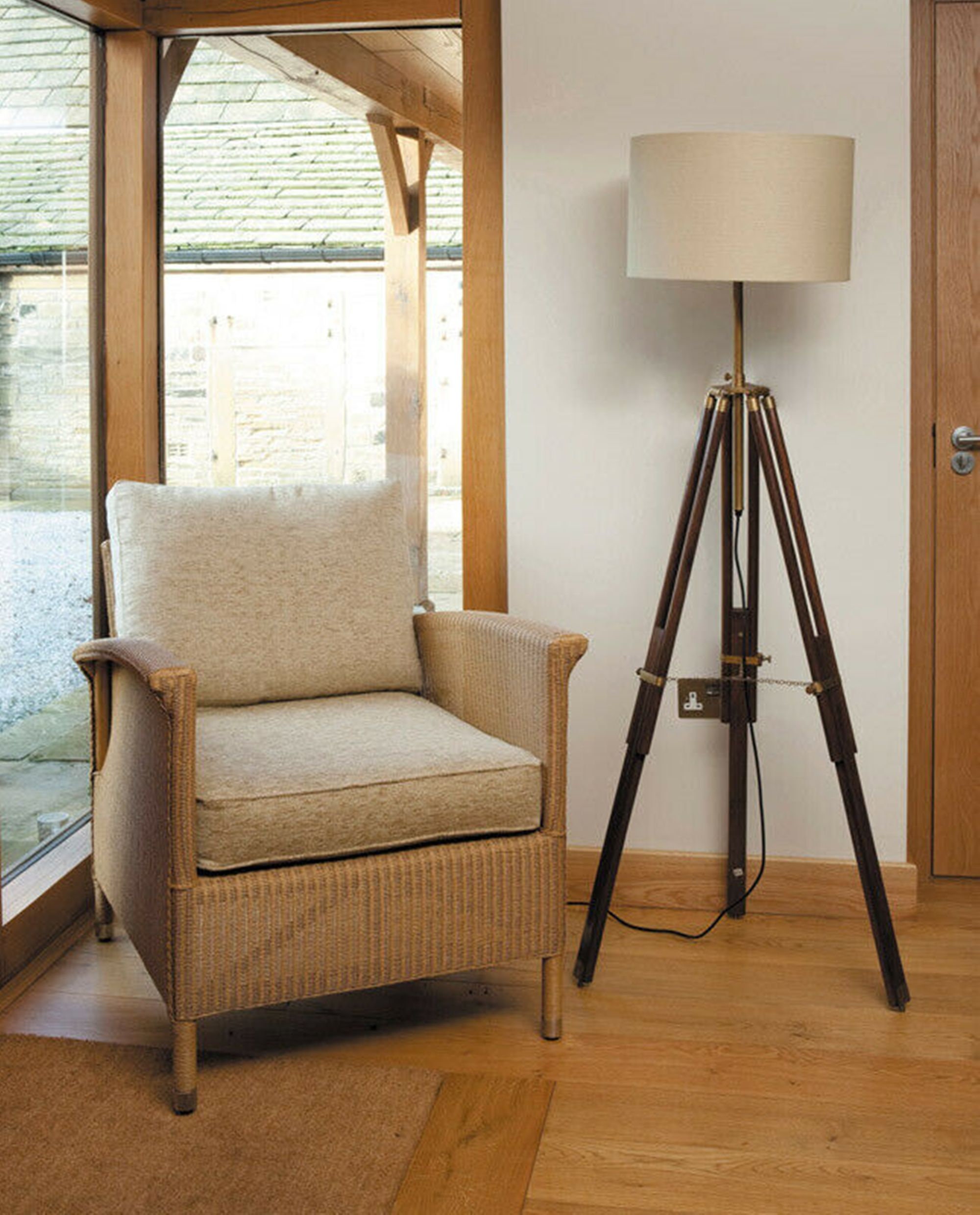 Lighting Lamp Stand Wooden Tripod Floor Lamp Stand Natural Shade Lamp ...