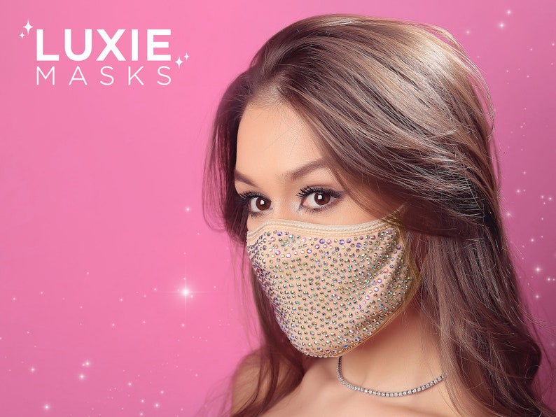 LIME GREEN Bling Rhinestone Face Mask With Filter Pocket & - Etsy