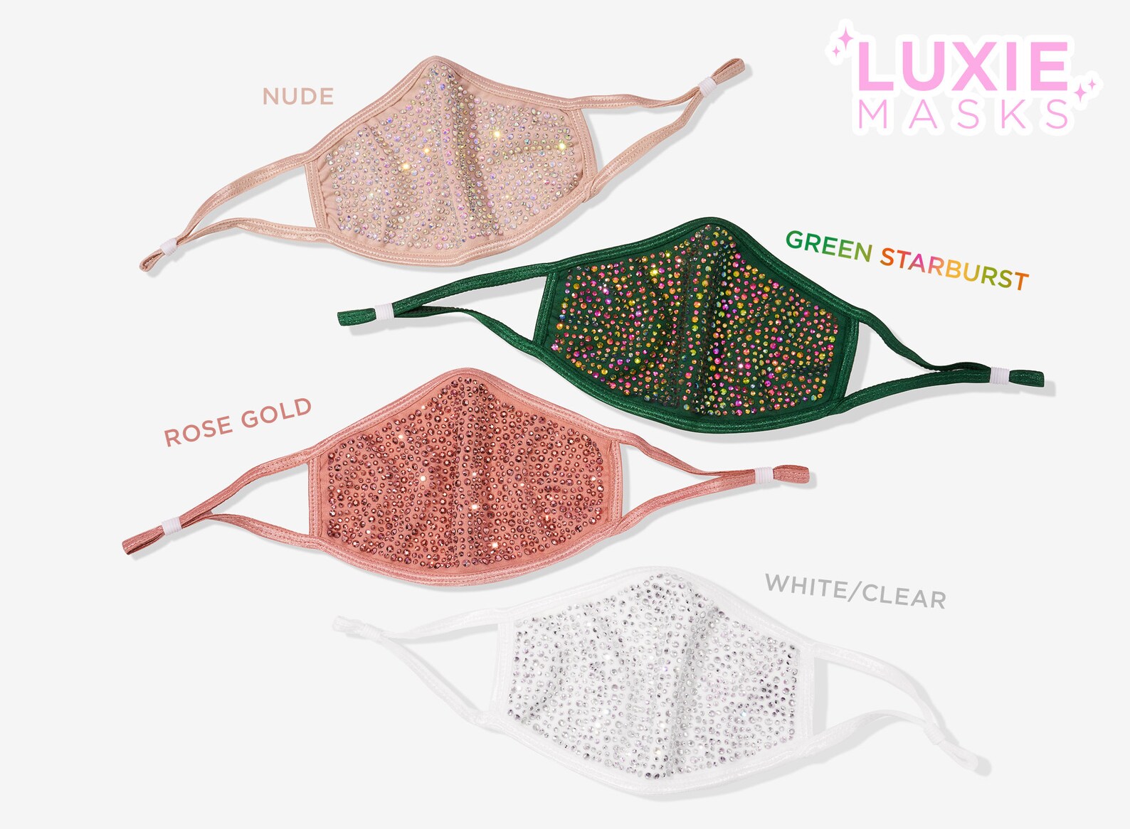 White Bling Face Mask by LUXIE Rhinestone Face Mask Wedding | Etsy