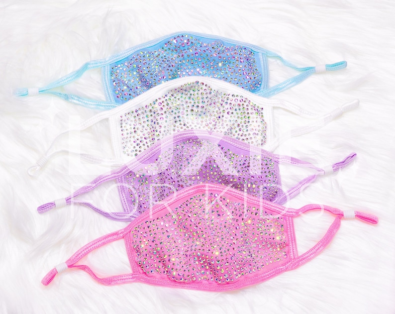 KIDS BLING Rhinestone Face Mask With Filter Pocket Face Mask | Etsy