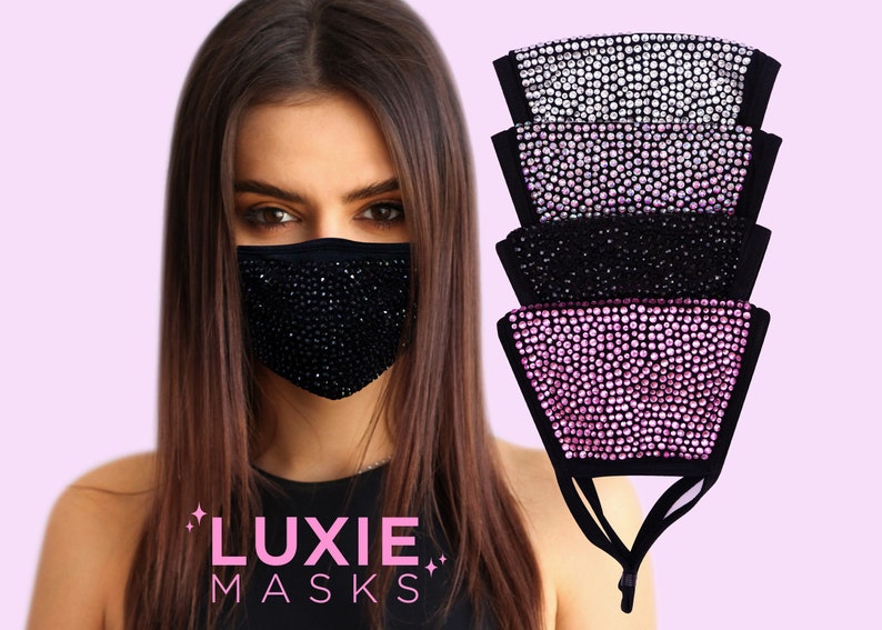 Bling Face Mask Rhinestone Face Mask by LUXIE Soft Cotton | Etsy