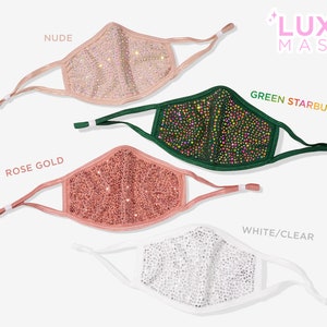 Bling Face Mask, Rhinestone Face Mask by LUXIE, Soft Cotton, Adjustable ...