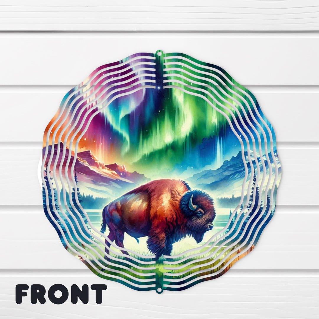 Bison Wind Spinner: Kinetic Garden Art (UV Protected, Double-sided) - Etsy