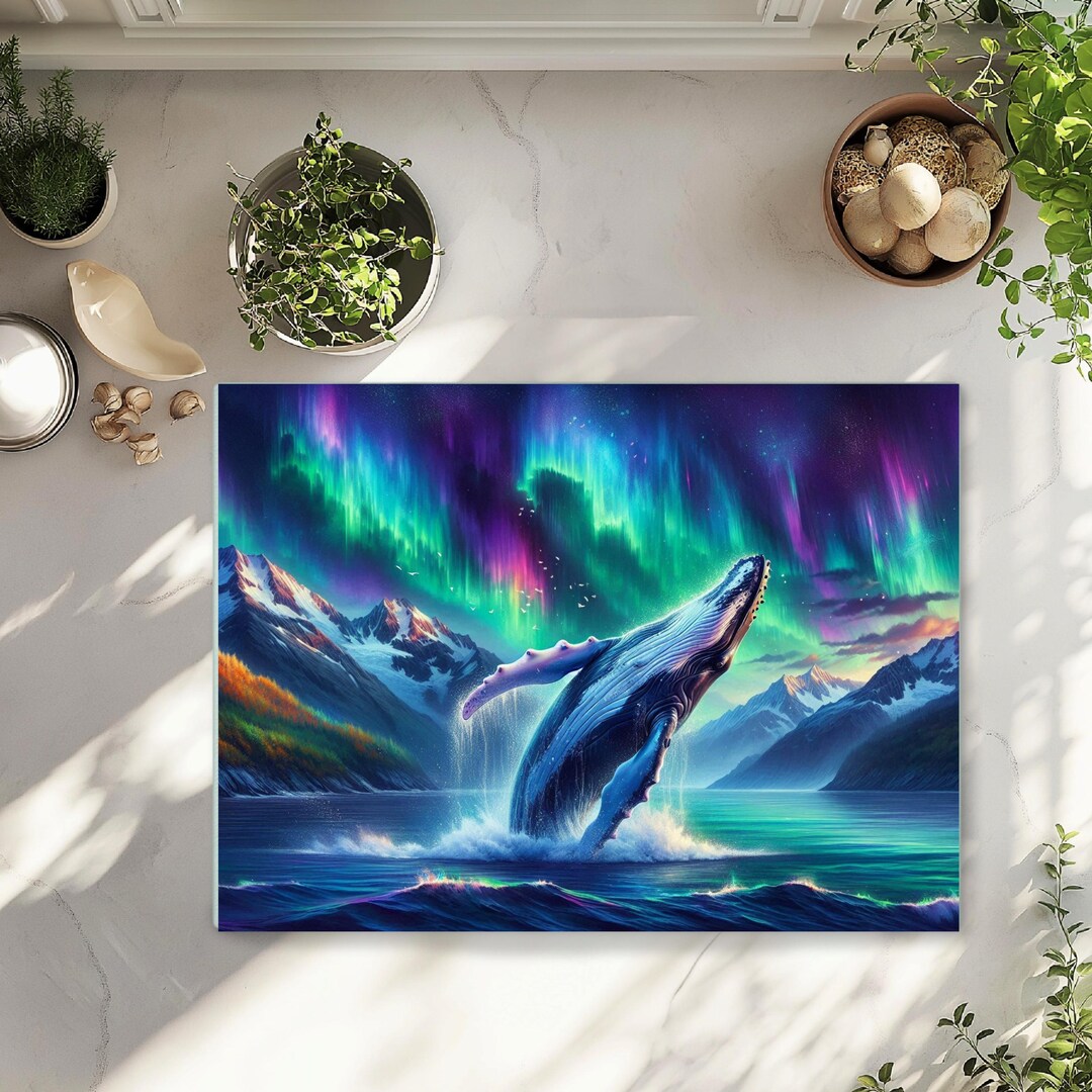 Humpback Whale Kitchen Board: Northern Lights Scene (tempered Glass) - Etsy
