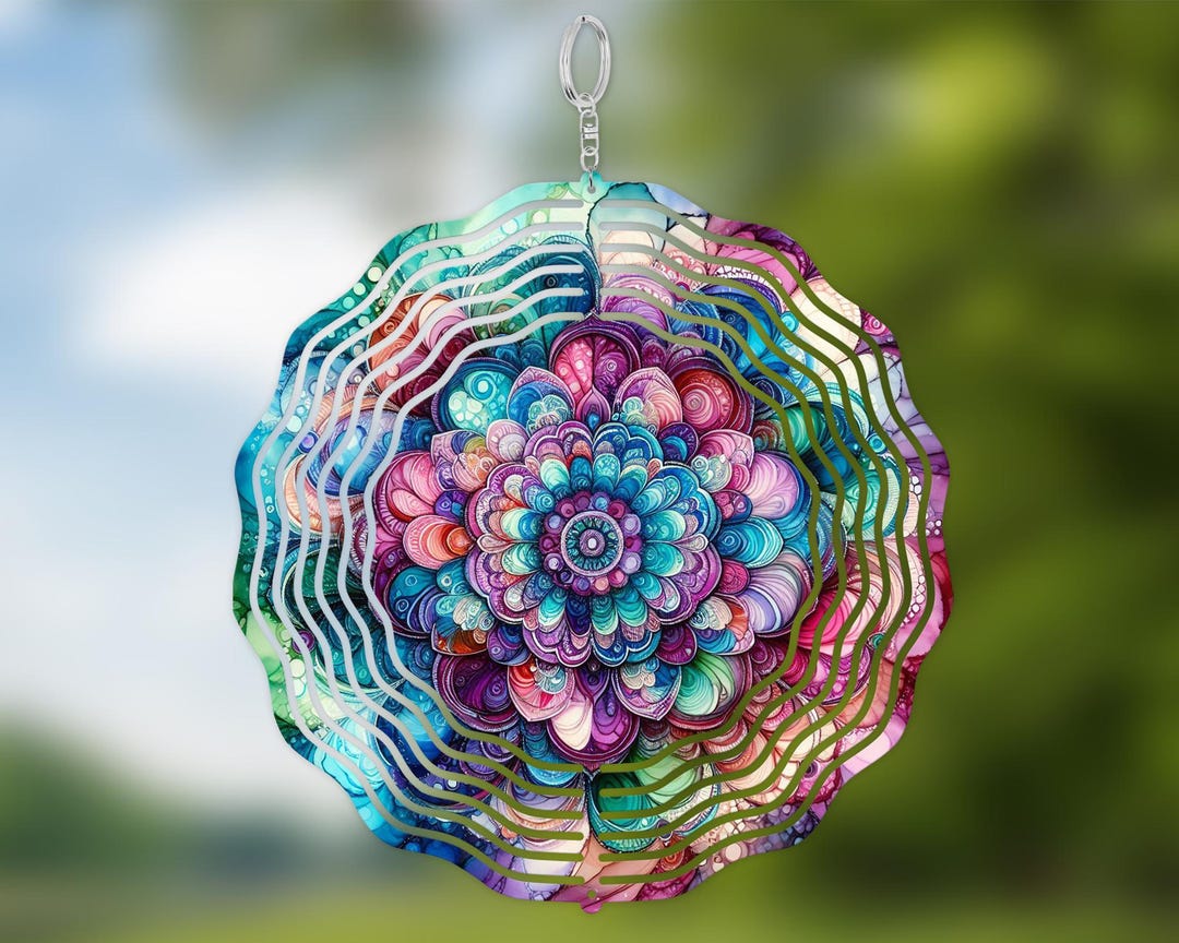 Vibrant Pastel Mandala Wind Spinner, Unusual Gift for Women, Kinetic ...