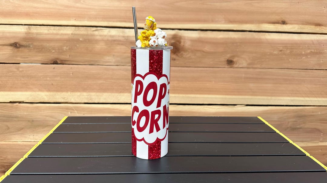 Popcorn Tumbler With 3d Removable Topper, Realistic Popcorn Topper ...