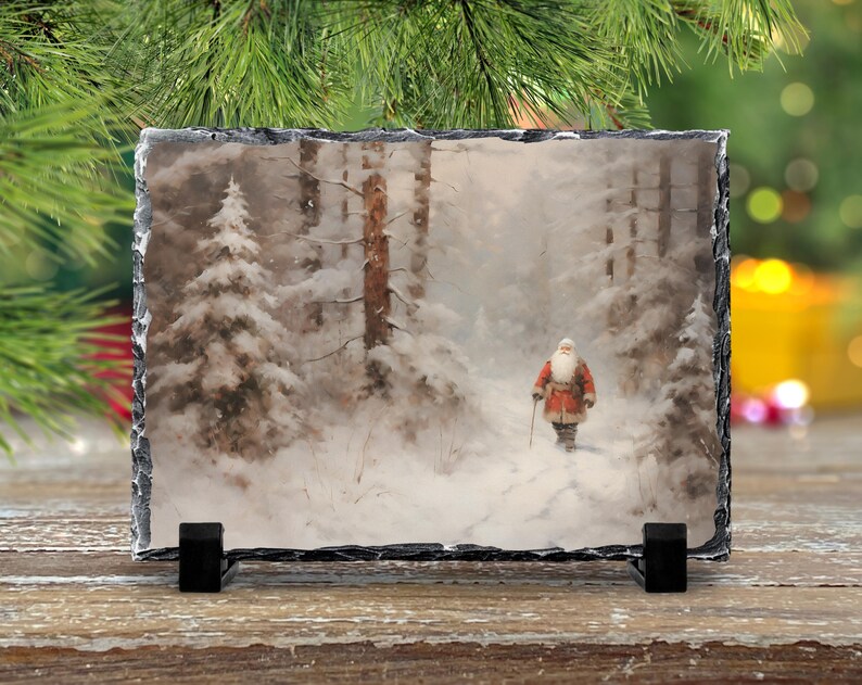Rustic Santa Slate Art: Winter Wonderland Holiday Decor - Etsy