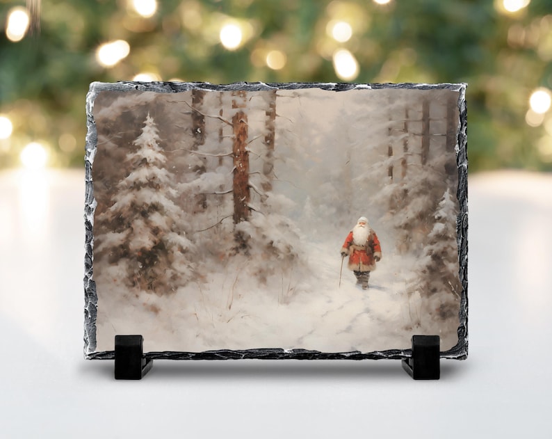 Rustic Santa Slate Art: Winter Wonderland Holiday Decor - Etsy